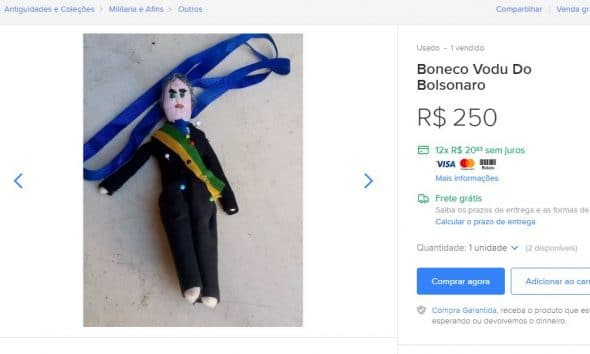 Boneco vodu de Bolsonaro está sendo vendido no Mercado Livre - Jornal ...