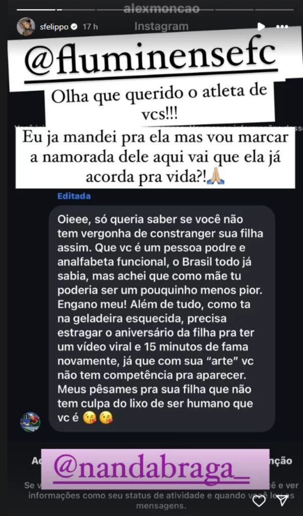 Samara Felippo expõe mensagem ofensiva que recebeu de atleta do ...